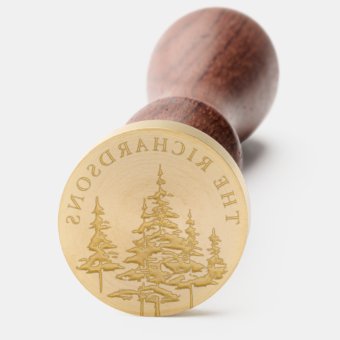 Rustic Evergreen Woodland Forest Trees Custom Name Wax Seal Stamp | Zazzle