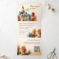 Rustic Fairytale Castle QR Code Story Book Wedding Tri-Fold Invitation ...