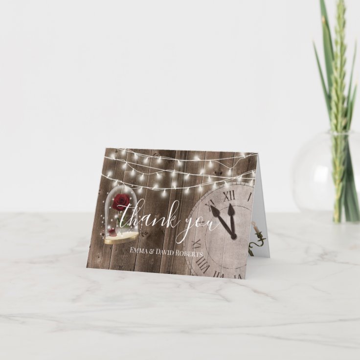 Rustic Fairytale Wedding Barn Wood Thank You | Zazzle