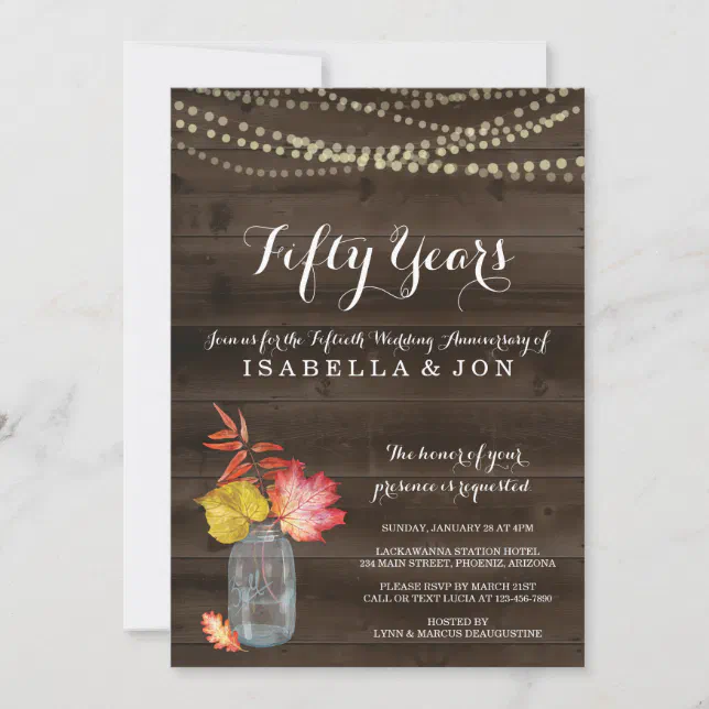 Rustic Fall Anniversary Party Invitation | Zazzle