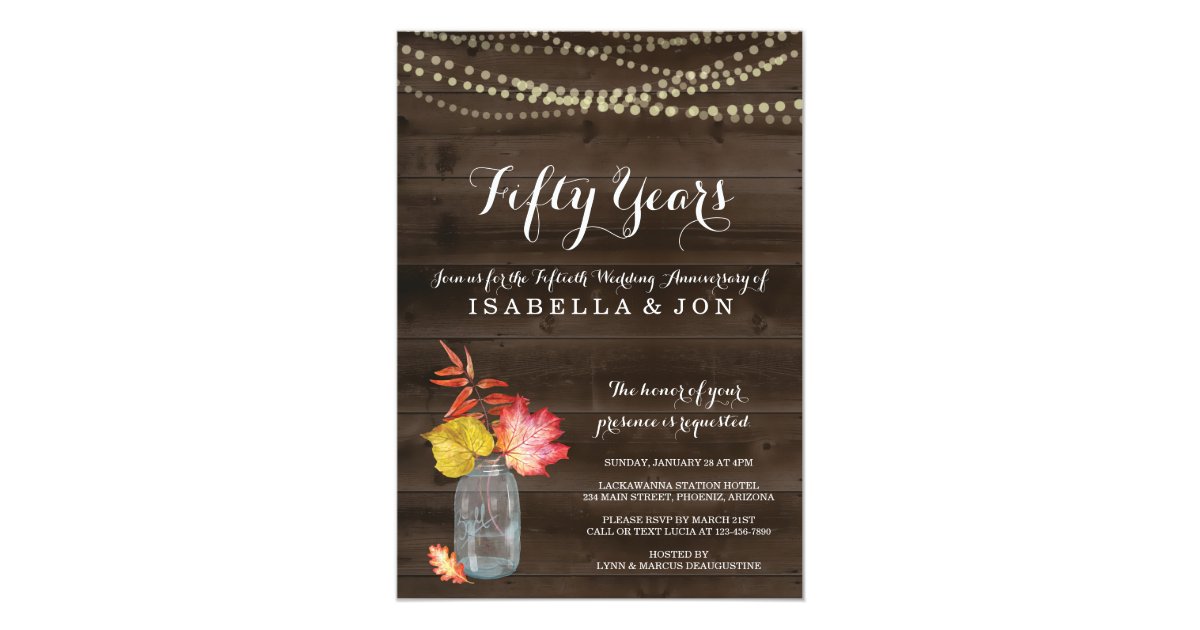 Rustic Fall Anniversary Party Invitation | Zazzle.com