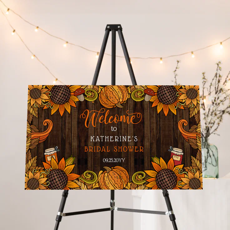 Rustic Fall | Autumn Bridal Shower Welcome Foam Board | Zazzle