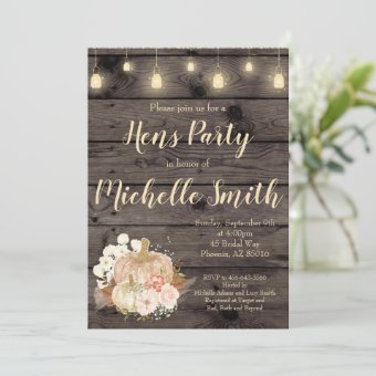 Rustic Fall Autumn Floral Hens Party Invitation | Zazzle
