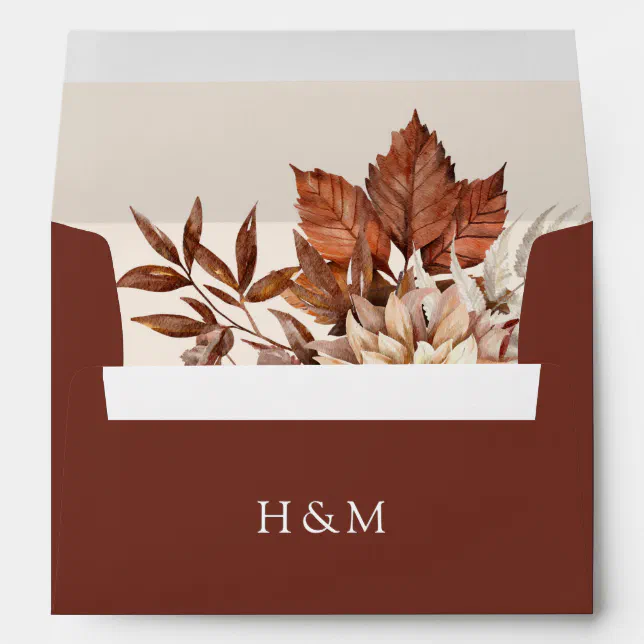 Rustic Fall Autumn Floral Wedding Invitation Envelope | Zazzle
