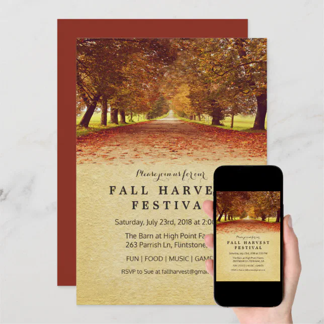 Rustic Fall Autumn Harvest Festival Invitation | Zazzle