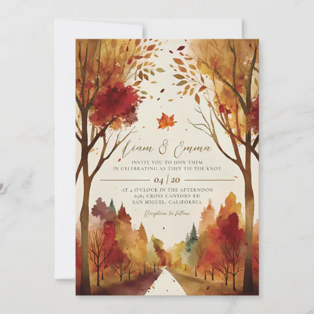 Rustic Fall Autumn Landscape Wedding Invitation | Zazzle