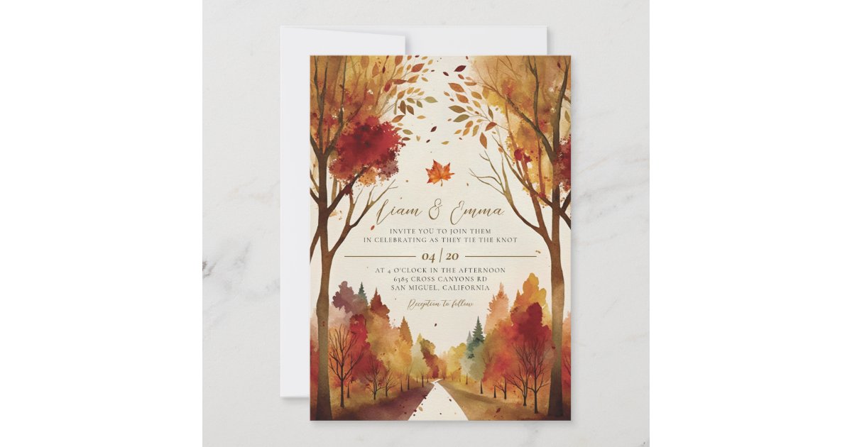 Rustic Fall Autumn Landscape Wedding Invitation | Zazzle