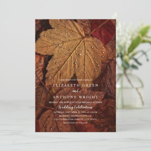 Rustic Fall Autumn Leaves Country Foliage Wedding Invitation | Zazzle