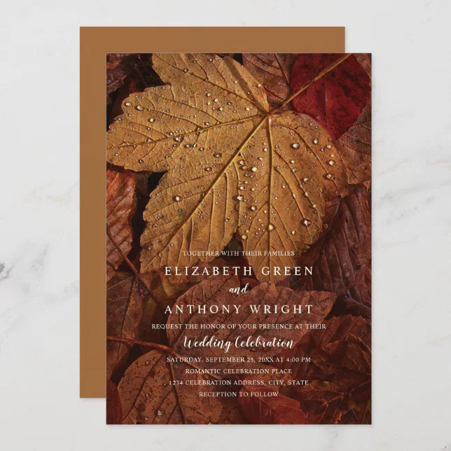 Rustic Fall Autumn Leaves Country Foliage Wedding Invitation | Zazzle