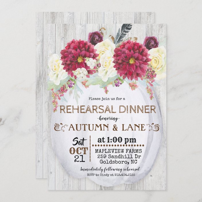 Rustic Fall Autumn Rehearsal Dinner Invitation | Zazzle.com