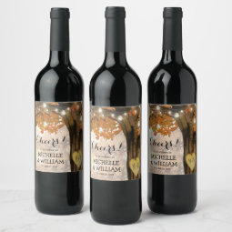 Rustic Fall Autumn Tree Cheers to the Wedding Wine Label | Zazzle