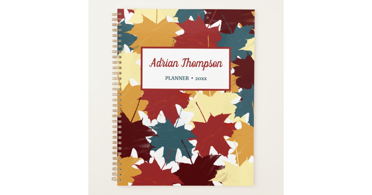 Rustic Fall Autumn Watercolor Leaves Planner | Zazzle