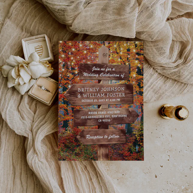 Rustic Fall Autumn Woodland Wedding Invitation | Zazzle