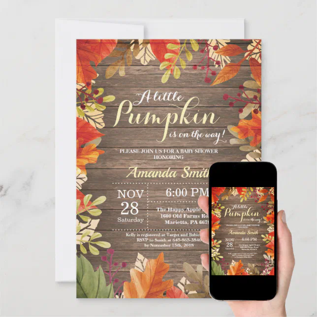 Rustic Fall Baby Shower Invitation | Zazzle