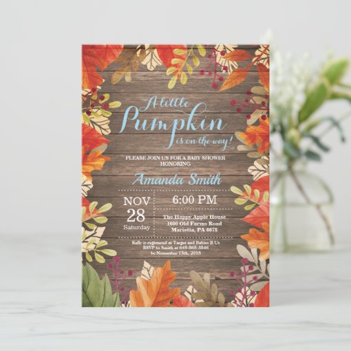 Rustic Fall Boy Baby Shower Invitation | Zazzle