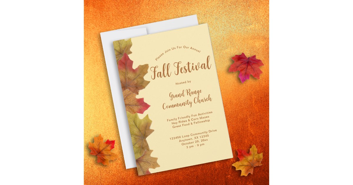 Rustic Fall Festival Autumn Leaves Invitation | Zazzle