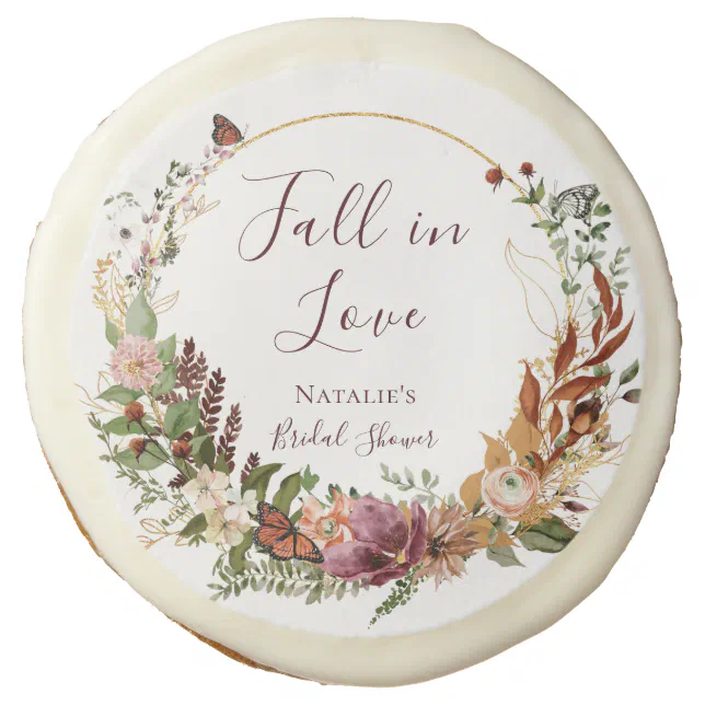 Rustic Fall Floral Bridal Shower Sugar Cookie | Zazzle