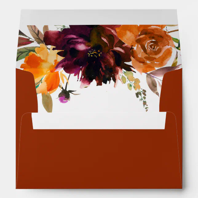 Rustic Fall Floral Elegant Wedding Envelope | Zazzle