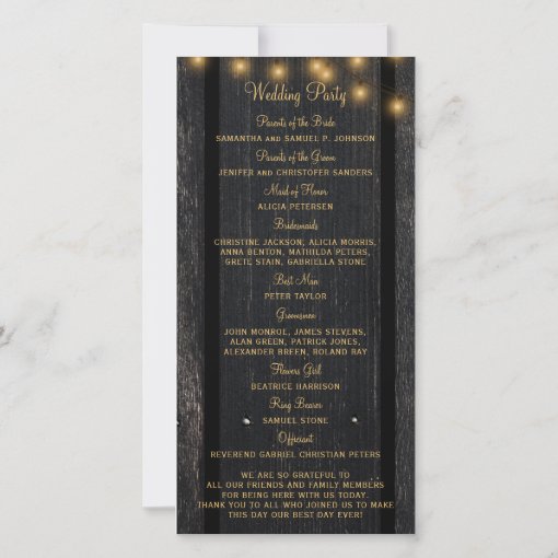Rustic fall floral gold script wedding ceremony | Zazzle