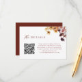 Rustic Fall Floral QR Code Wedding Details Enclosure Card | Zazzle