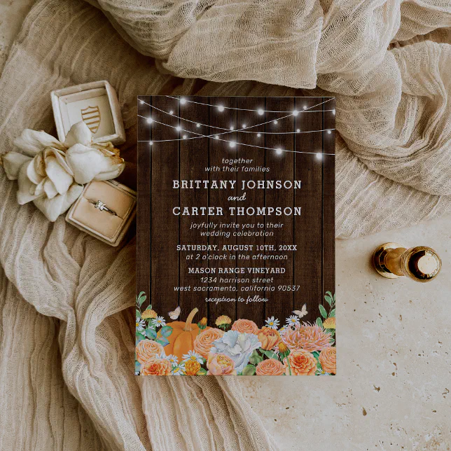 Rustic Fall Floral Wedding Invitation | Zazzle