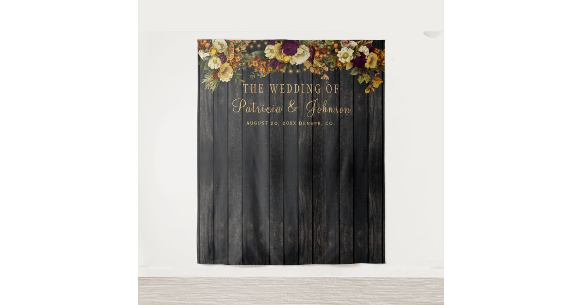 Rustic fall floral wedding photo booth backdrop | Zazzle