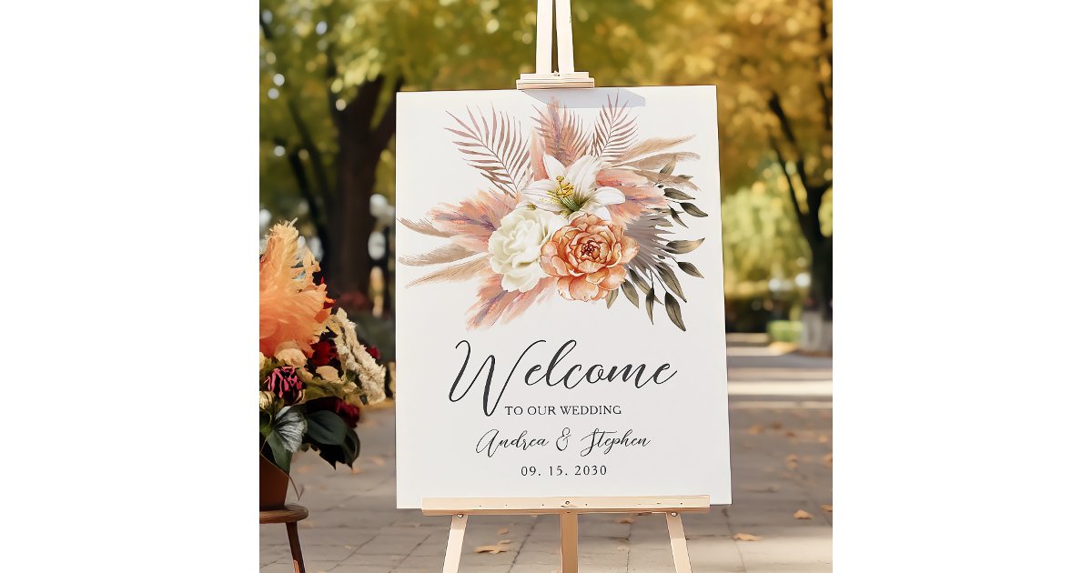 Rustic Fall Floral Wedding Welcome Sign | Zazzle