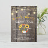 Rustic Fall Floral Wreath Barnwood Couples Shower Invitation | Zazzle