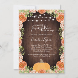 Rustic Fall Florals Wood Baby Shower Invitation | Zazzle
