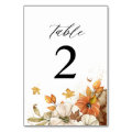 Rustic Fall Foliage Wedding Table Number | Zazzle