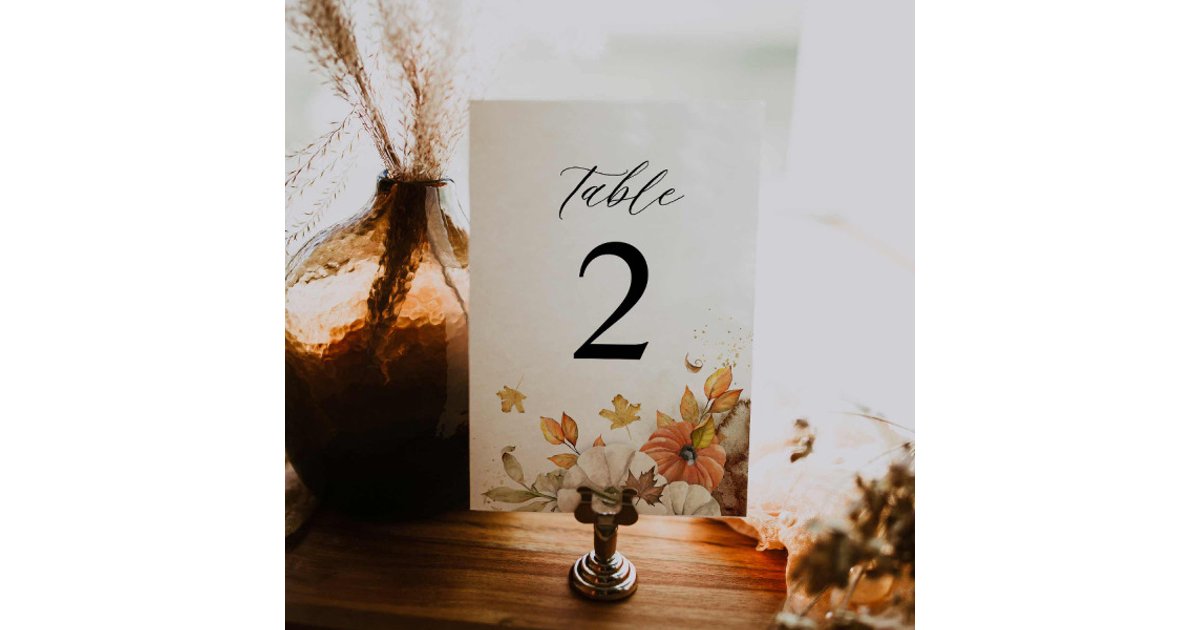 Rustic Fall Foliage Wedding Table Number | Zazzle