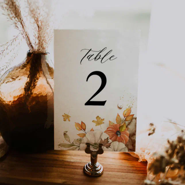 Rustic Fall Foliage Wedding Table Number | Zazzle
