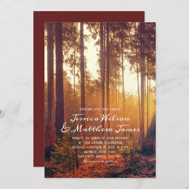 Rustic Fall Forest Autumn Colors Country Wedding Invitation | Zazzle