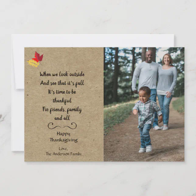 Rustic Fall Happy Thanksgiving Photo Quote Card | Zazzle