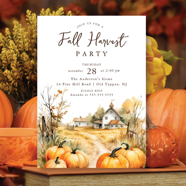 Rustic Fall Harvest Barn Thanksgiving Invitation | Zazzle