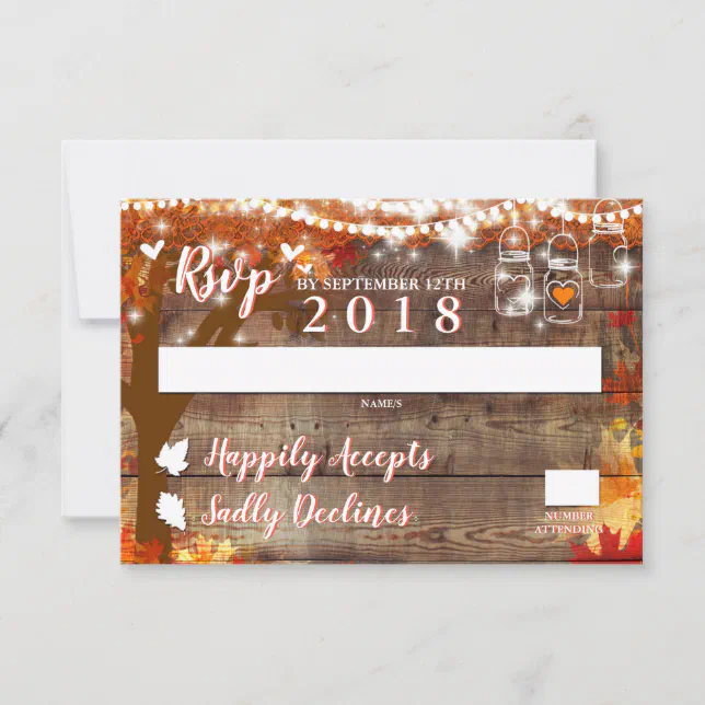 Rustic Fall in Love RSVP Card | Zazzle