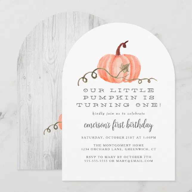Rustic Fall Little Pumpkin 1st Birthday Invitation | Zazzle