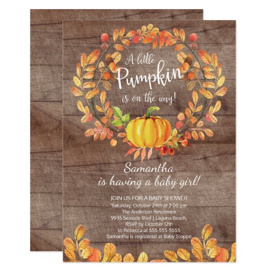 Rustic Fall Little Pumpkin Baby Shower Invitation | Zazzle.com