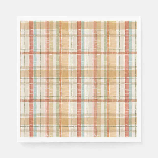 Rustic Fall Plaid Watercolor Pattern Napkins | Zazzle