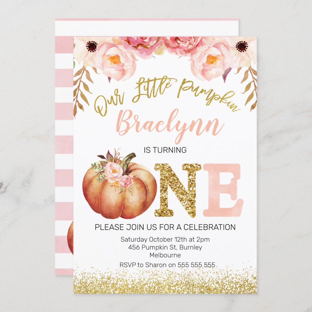 Rustic Fall Pumpkin 1st Birthday Invitation | Zazzle