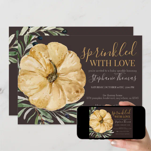Rustic Fall Pumpkin Baby Sprinkle Shower Invitation | Zazzle