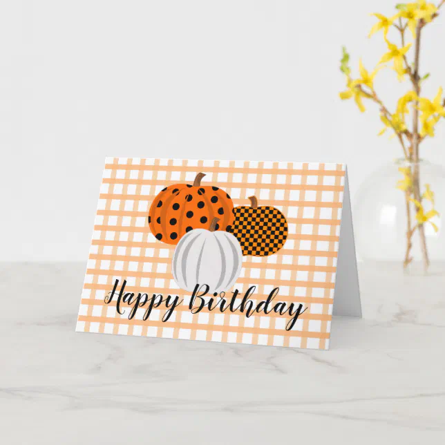 Rustic Fall Pumpkins Happy Birthday Greeting Card | Zazzle
