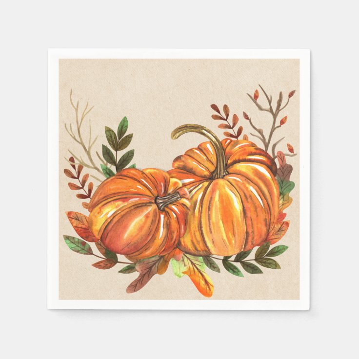 Rustic Fall Pumpkins Napkins | Zazzle
