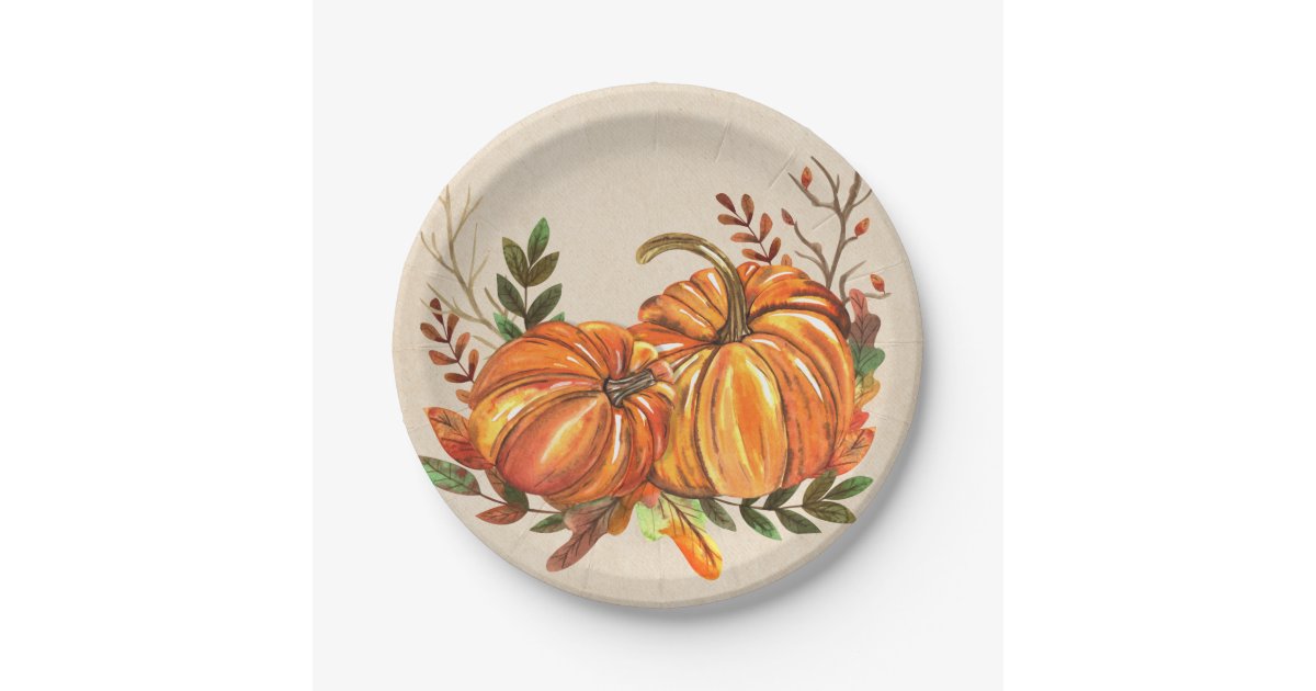 Rustic Fall Pumpkins Paper Plates | Zazzle
