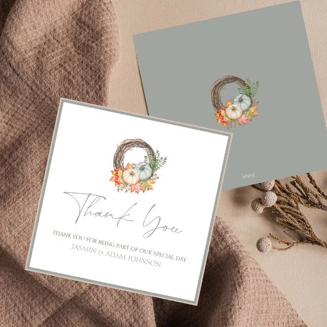 Rustic Fall Pumpkins Wedding Thank You | Zazzle