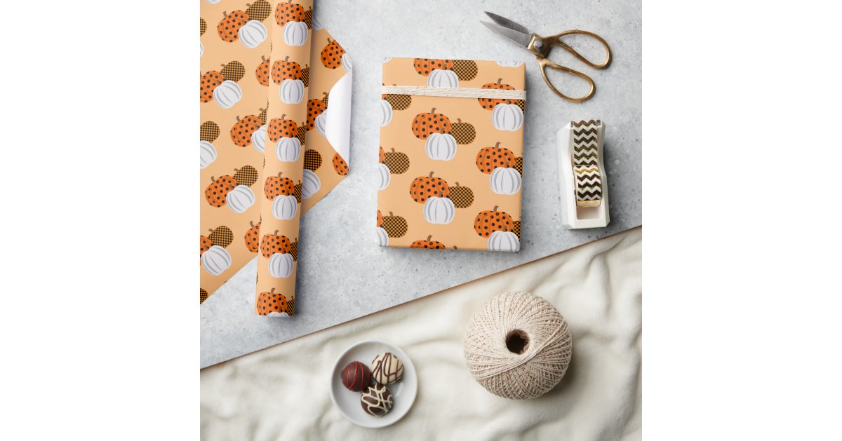 Rustic Fall Pumpkins Wrapping Paper | Zazzle