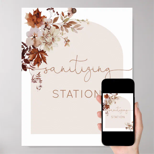 Rustic fall Sanitizing Station Poster | Zazzle