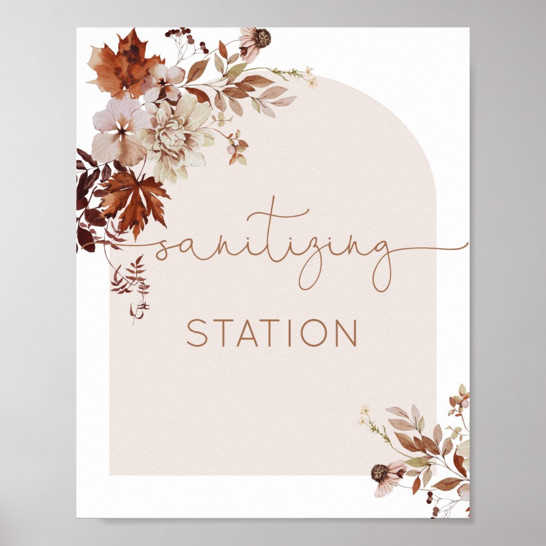 Rustic fall Sanitizing Station Poster | Zazzle