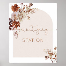 Rustic fall Sanitizing Station Poster | Zazzle