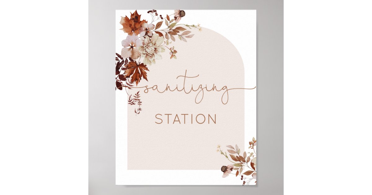 Rustic fall Sanitizing Station Poster | Zazzle